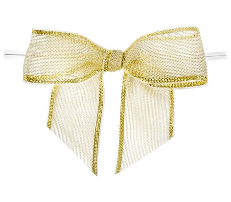 Gold Mesh Pre-Tied Bows with Twist Ties | Keylink Limited