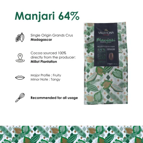 Buy Valrhona Manjari 64% Dark Chocolate in the UK from Keylink ...