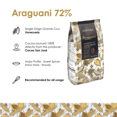 Buy Valrhona Araguani 72% Dark Chocolate in the UK from Keylink ...