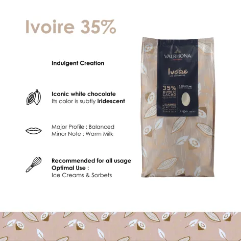 Buy Valrhona Ivoire 35% White Chocolate in the UK from Keylink ...